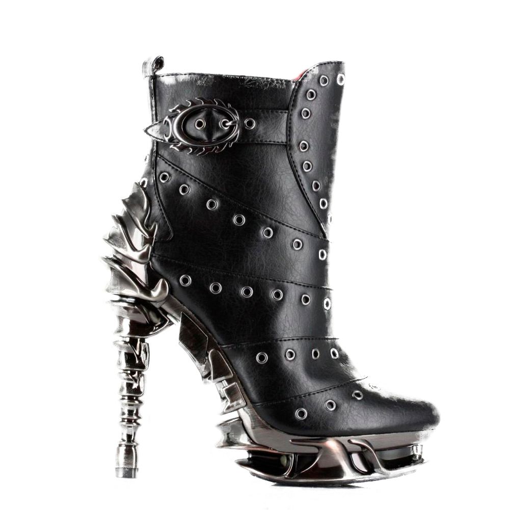 Hades Raven High Heel Ankle Boot Black Punk Rock Metal Spine Goth Ebay